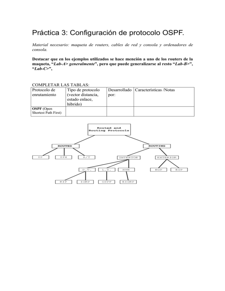 Práctica 3: Configuración de protocolo OSPF.
