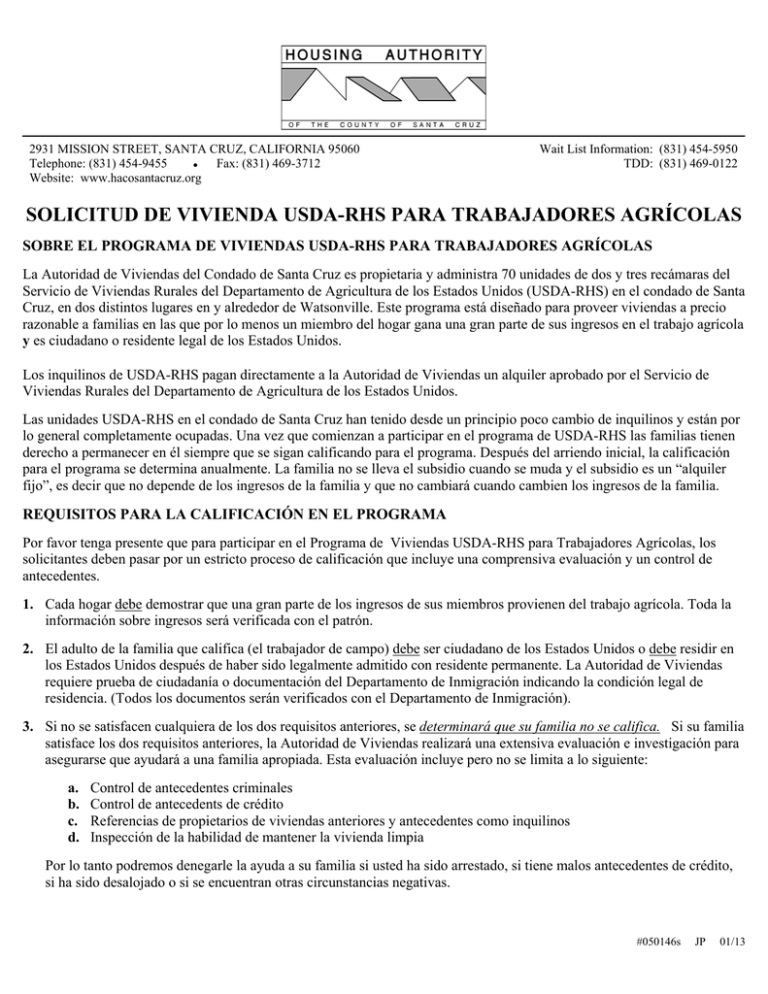 solicitud de vivienda usda-rhs para trabajadores agrícolas