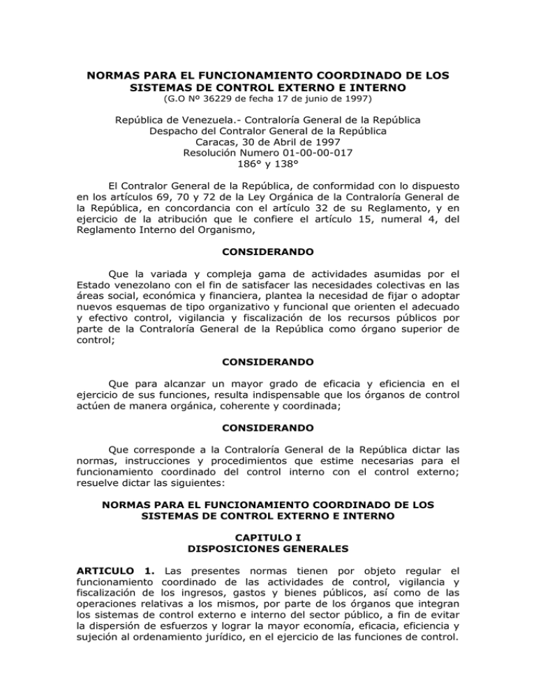 Normas de Control Interno y Externo