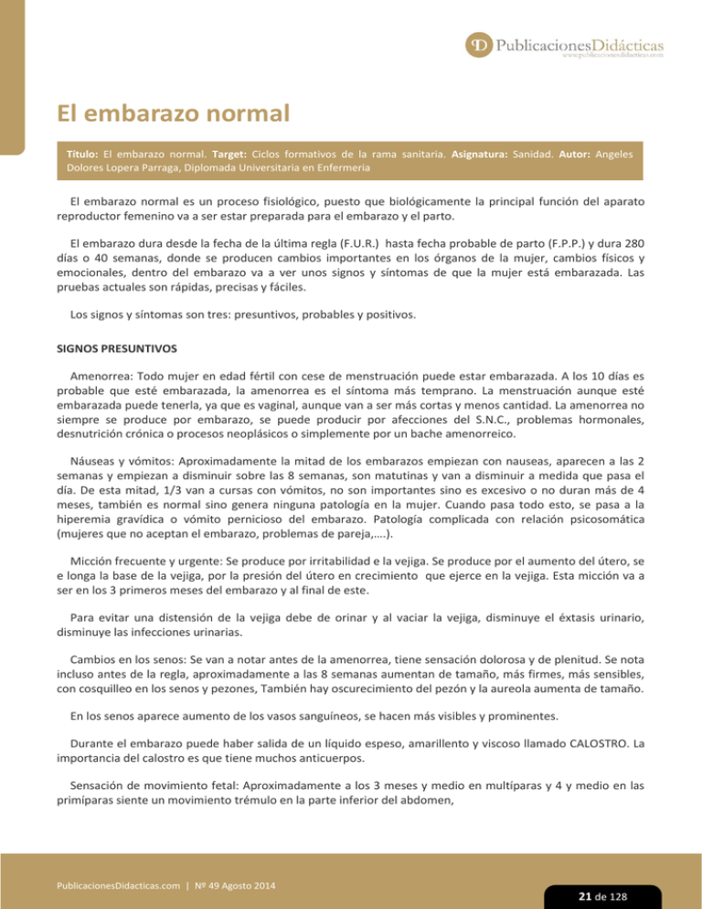 El embarazo normal - PublicacionesDidácticas