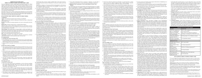 TERMS OF USE FOR YOUR DIRECT EXPRESS® DEBIT