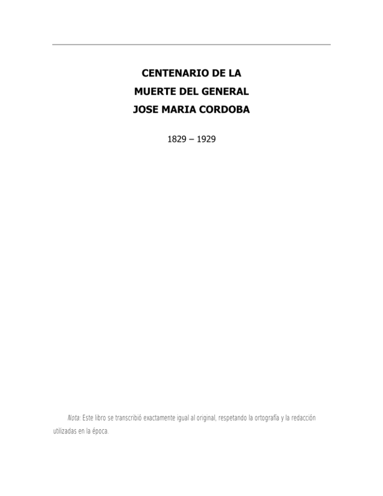 centenario de la muerte del general jose maria