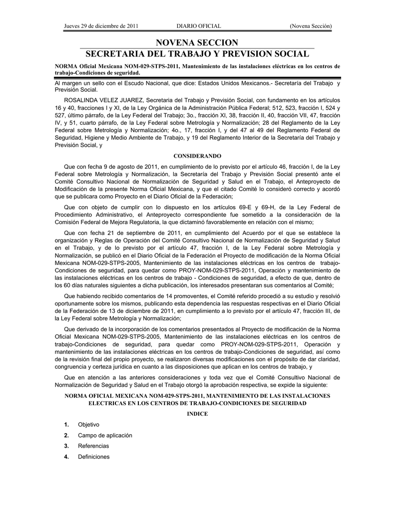 NOM-029-STPS-2011 - Normas Oficiales Mexicanas de Seguridad y
