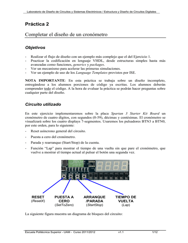 Completar el diseño de un cronómetro