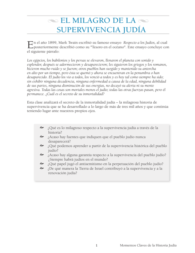 EL MILAGRO DE LA SUPERVIVENCIA JUDíA