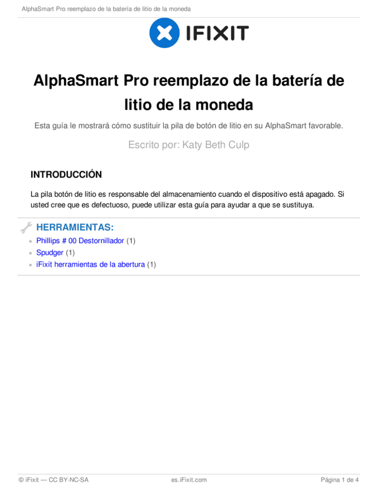 AlphaSmart Pro reemplazo de la batería de litio de la moneda