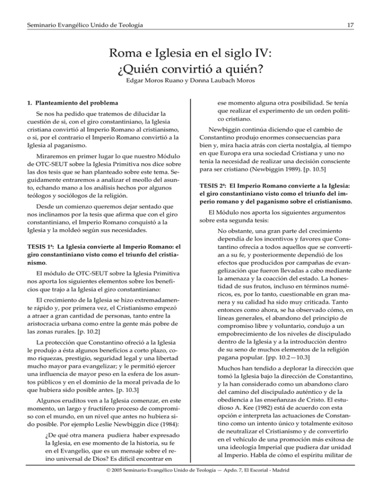 Roma e Iglesia en el siglo IV: ¿Quién convirtió a quién?