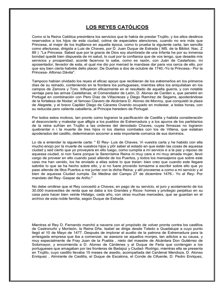 los reyes católicos - Cronista oficial de Trujillo