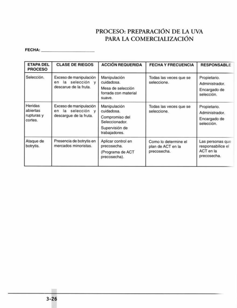 PROCESO: PREPARACIÓN DE LA UVA PARA LA