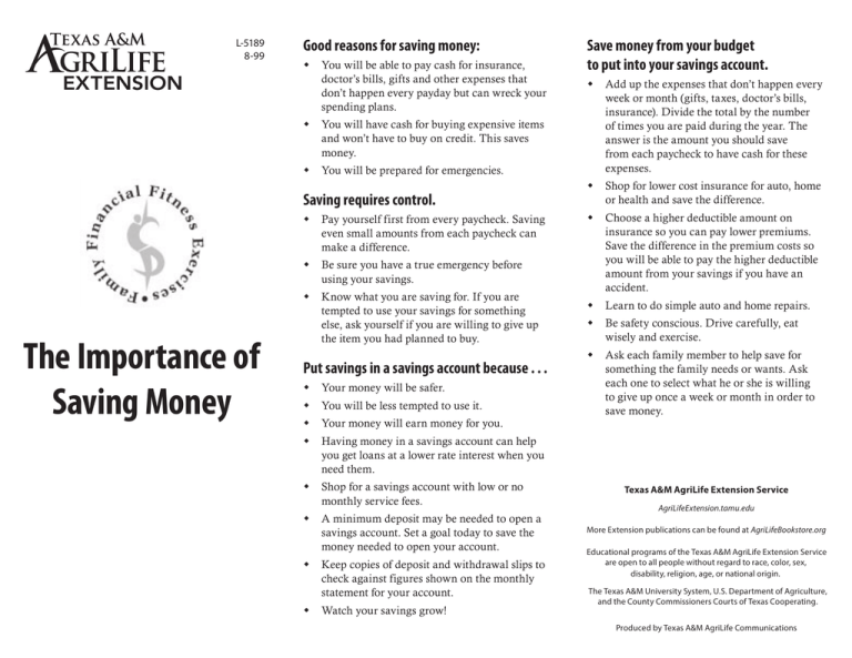 The Importance Of Saving Money Good Reasons For Saving Money