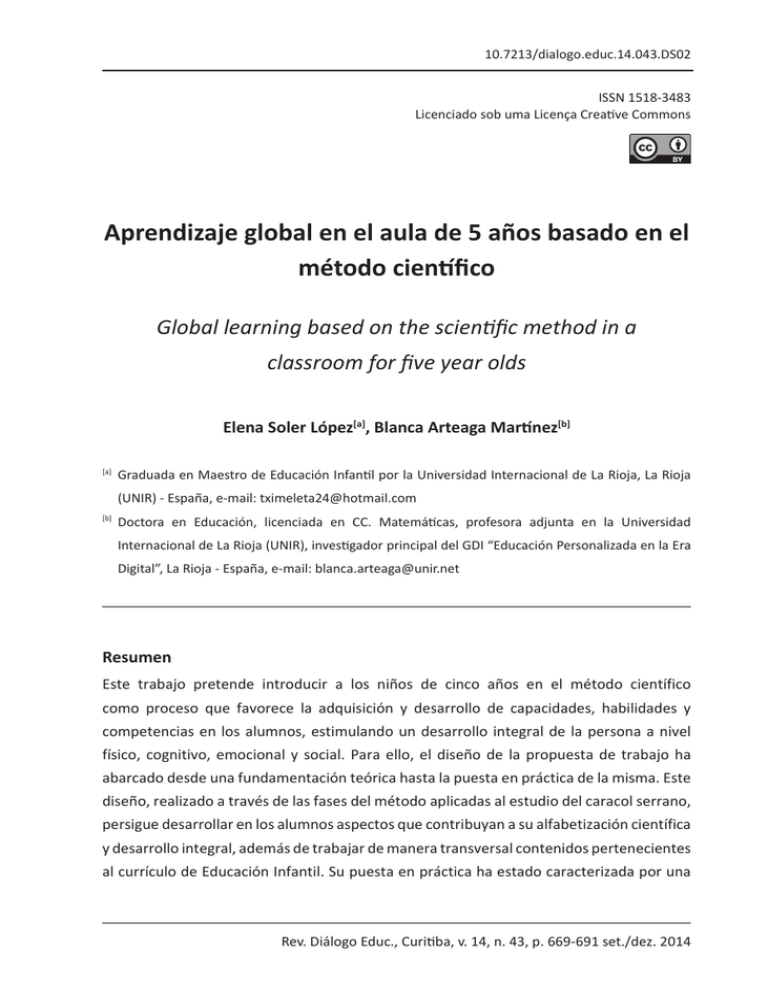Aprendizaje global en el aula de 5 años basado en el