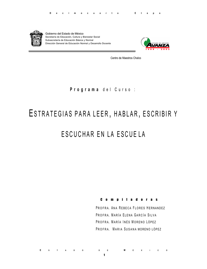 ESTRATEGIAS PARA LEER, HABLAR, ESCRIBIR Y ESCUCHAR