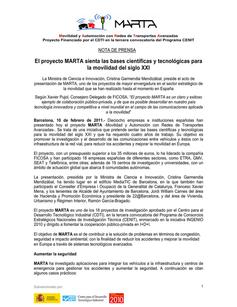 El proyecto MARTA sienta las bases científicas y