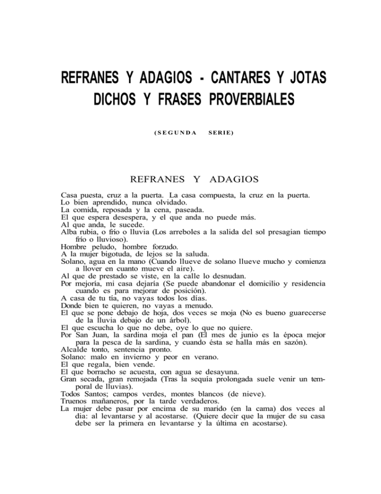 Refranes y adagios-cantares y jotas dichos y frases proverbiales