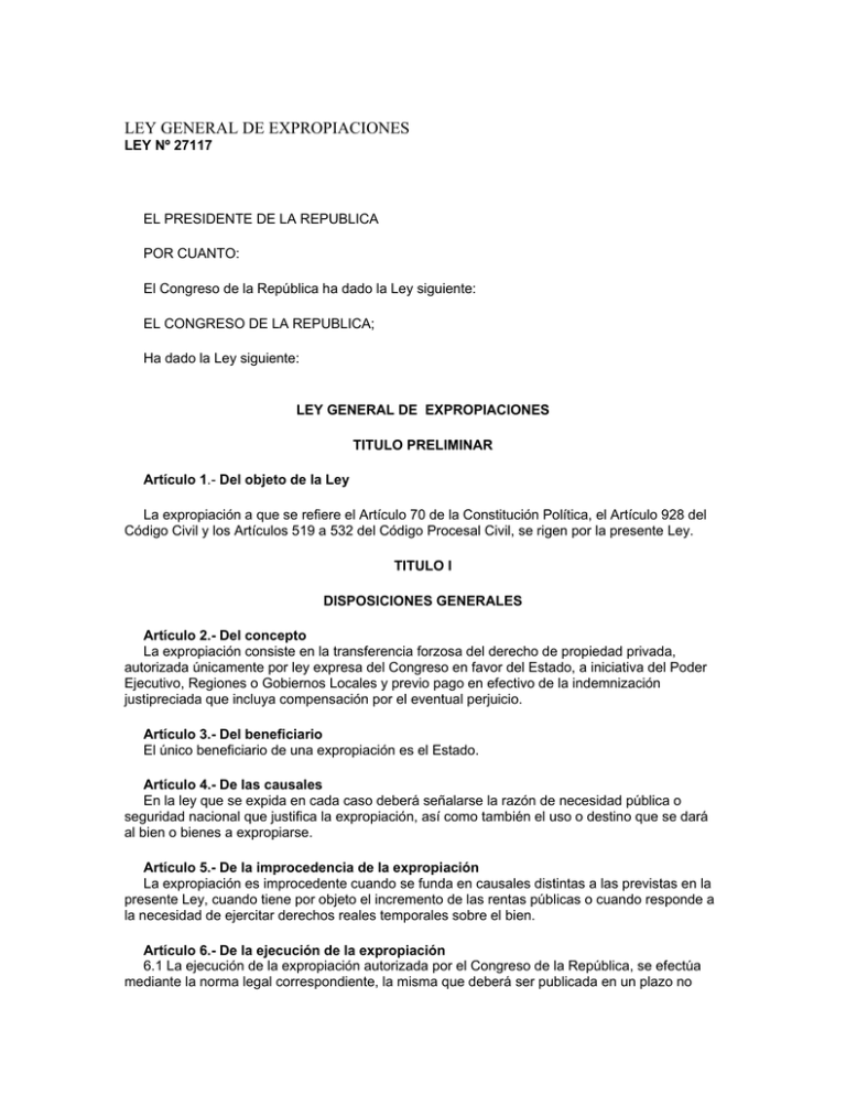 LEY GENERAL DE EXPROPIACIONES