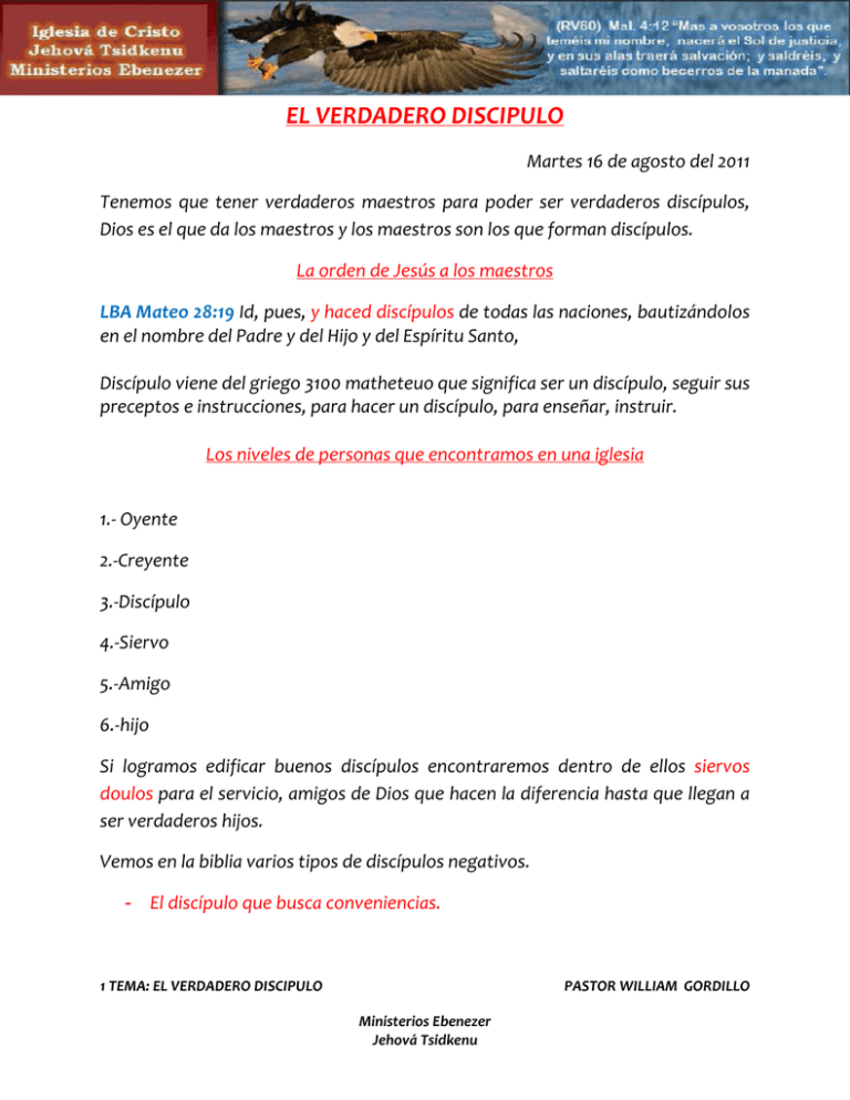 para gaby EL VERDADERO DISCIPULO