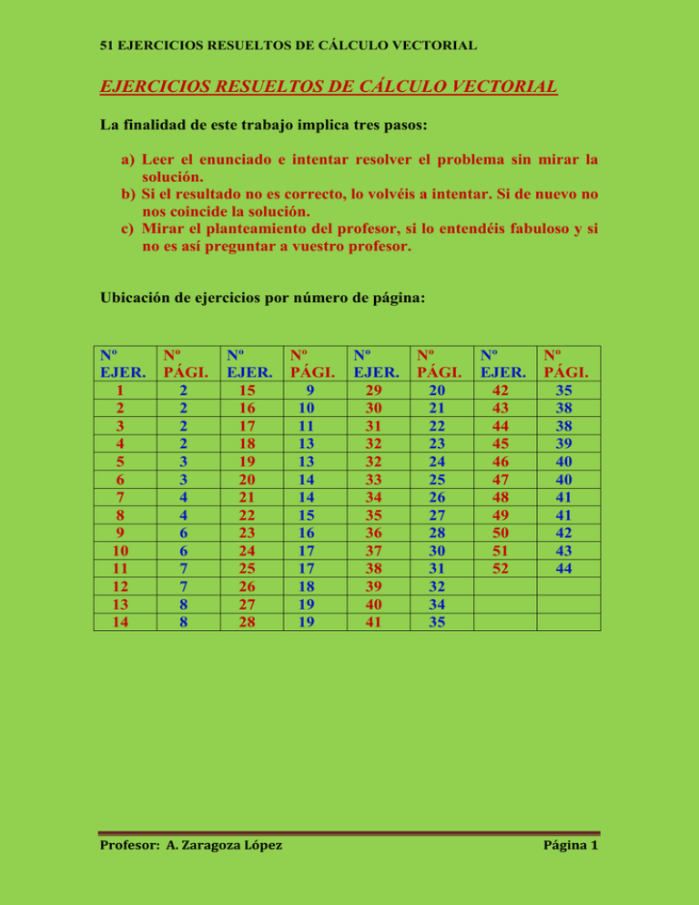 EJERCICIOS RESUELTOS DE CÁLCULO VECTORIAL