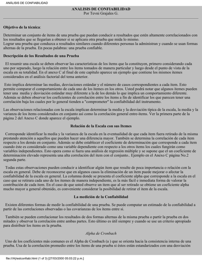 análisis de confiabilidad