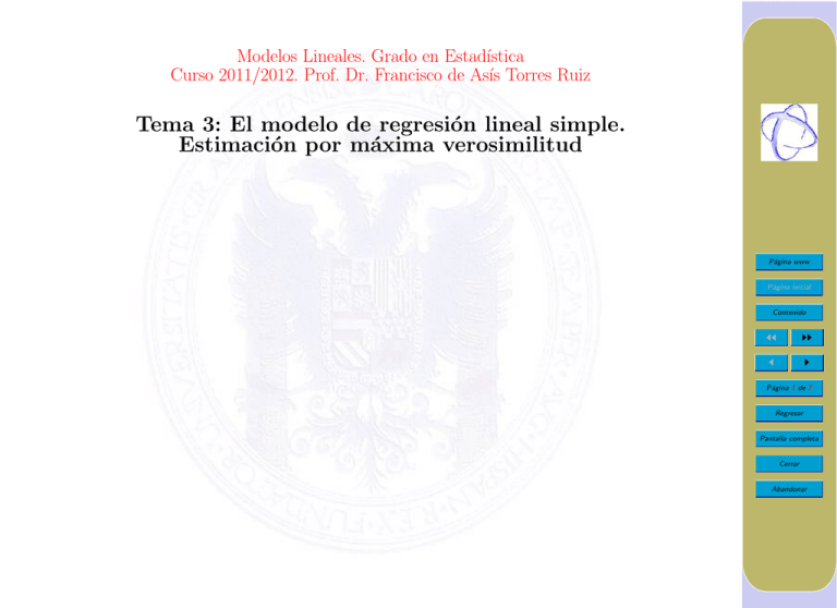 Tema 3: El modelo de regresión lineal simple. Estimación por