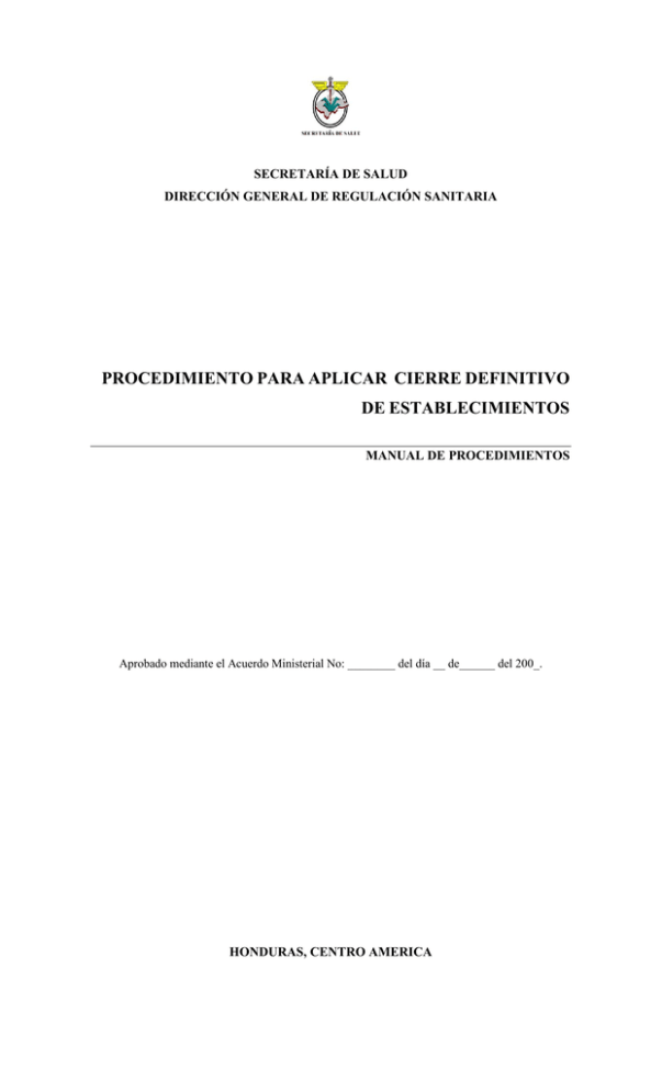 procedimiento para aplicar cierre definitivo de establecimientos