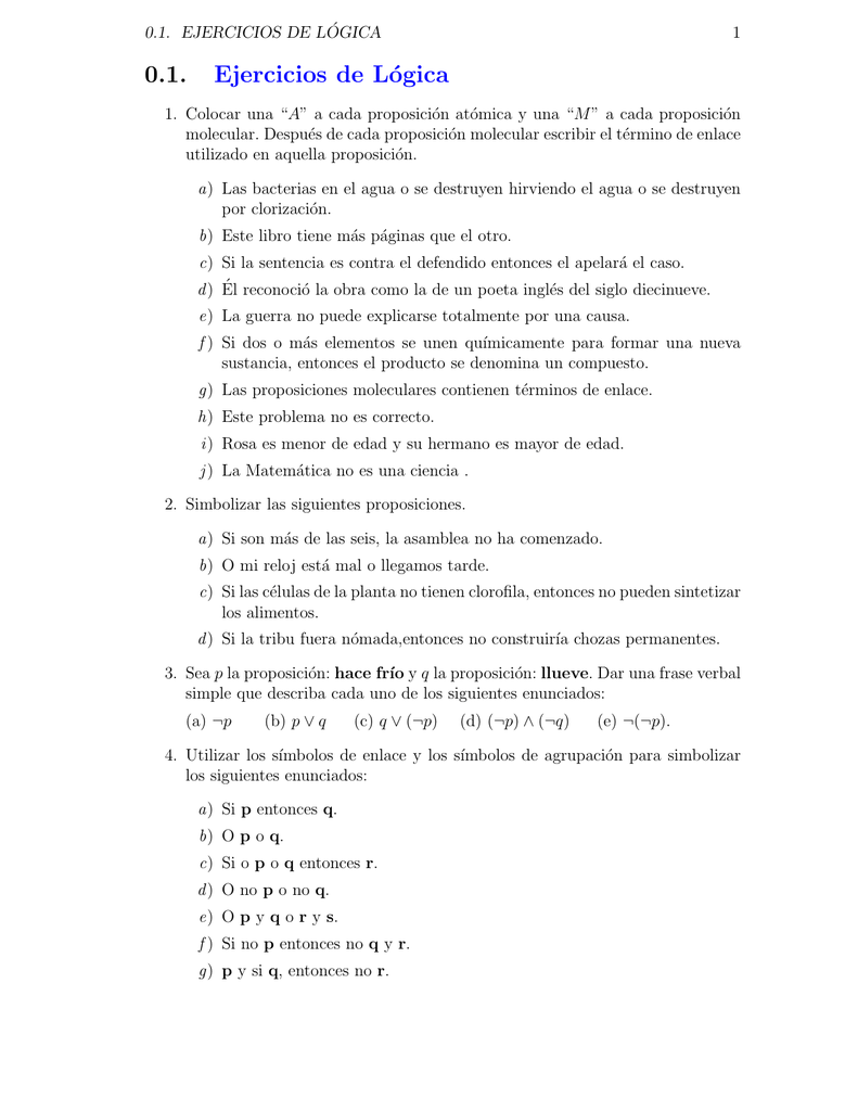0.1. Ejercicios de Lógica - Web del Profesor