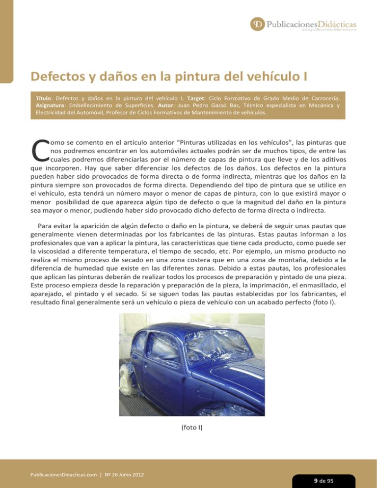 Defectos y daños en la pintura del vehículo I