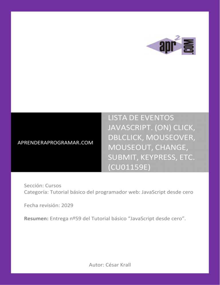 LISTADEEVENTOS JAVASCRIPT.(ON)CLICK, DBLCLICK