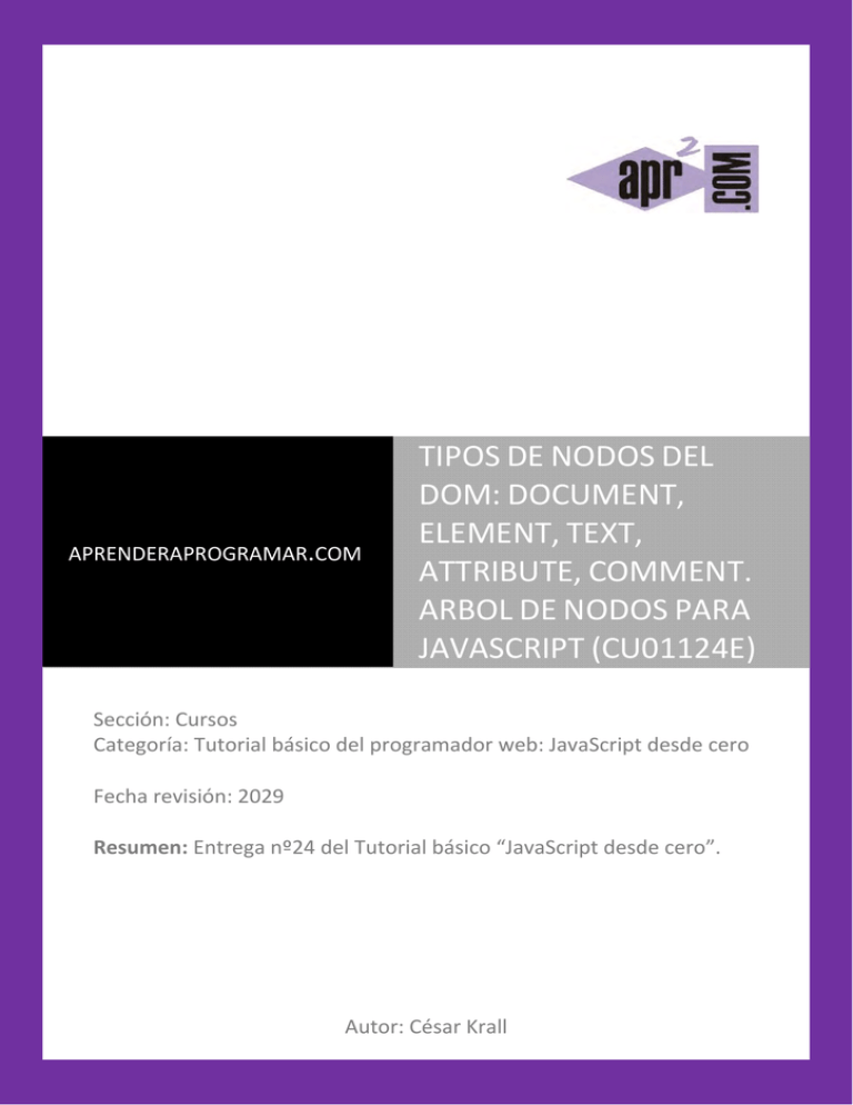 CU01124E tipos de nodos DOM document element text comment