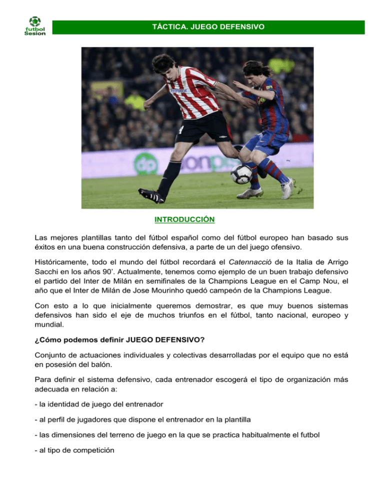 táctica. juego defensivo