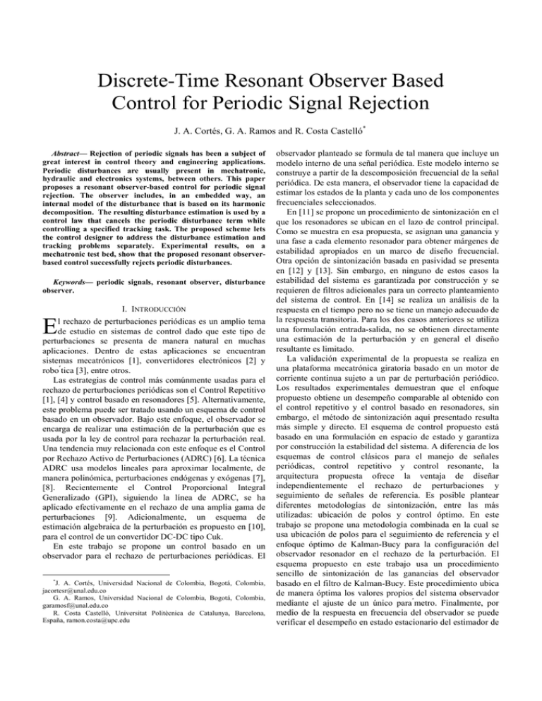 Discrete-Time Resonant Observer Based Control for Periodic Signal