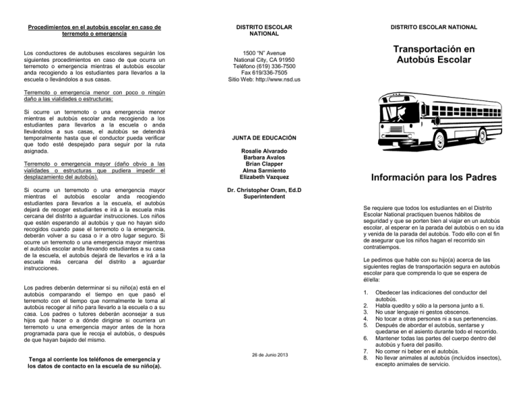 YOUR CHILD S BUS SCHEDULE
