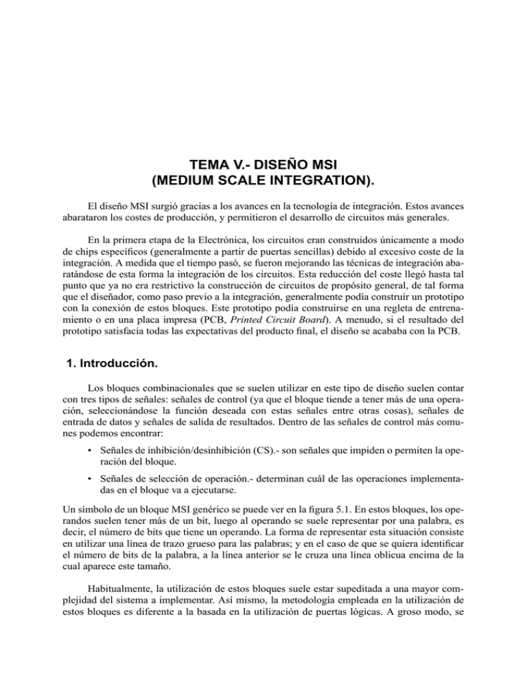 TEMA V.- DISEÑO MSI (MEDIUM SCALE INTEGRATION).