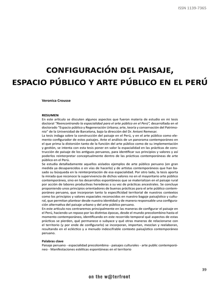 configuración del paisaje, espacio público y arte público en