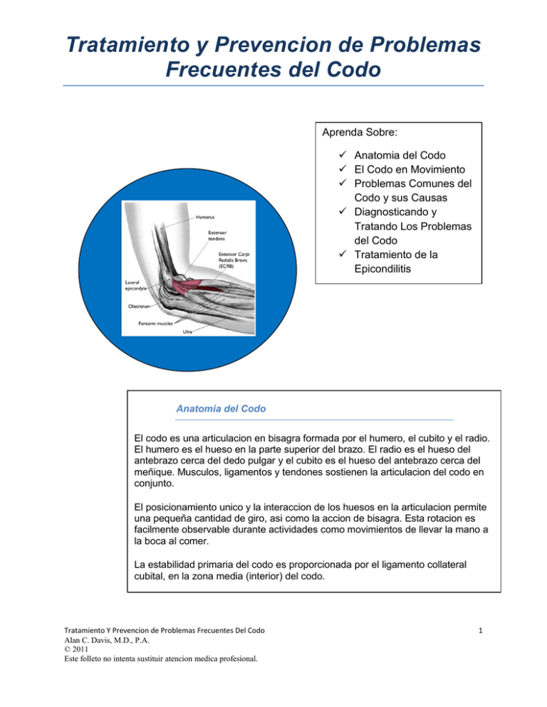 Tratamiento y Prevencion de Problemas Frecuentes del Codo Tratamiento y Prevencion de Problemas Frecuentes del Codo