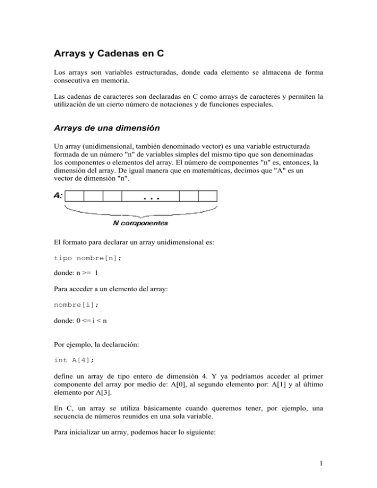Arrays y Cadenas en C