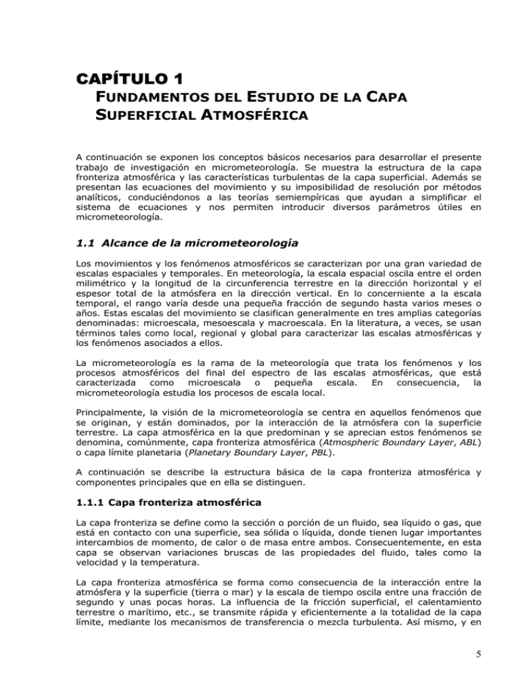 fundamentos del estudio de la capa superficial atmosférica