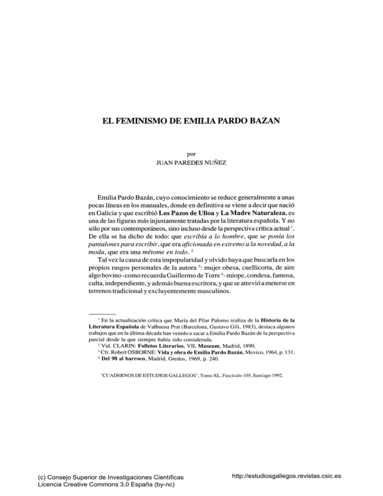 El feminismo de Emilia Pardo Bazán
