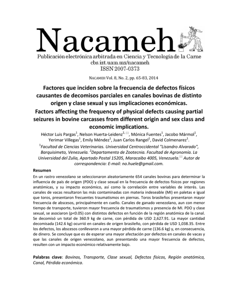 Factores que inciden sobre la frecuencia de defectos físicos