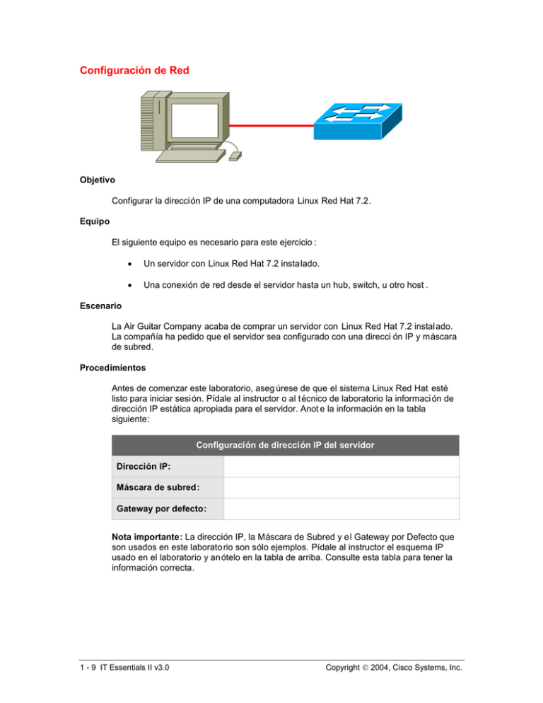 Configuración de Red