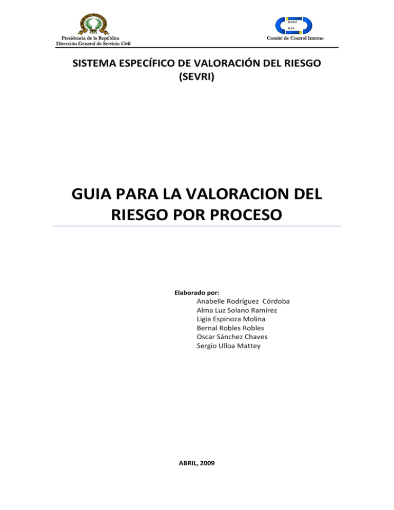 (sevri) guia para la valoracion del riesgo por proceso