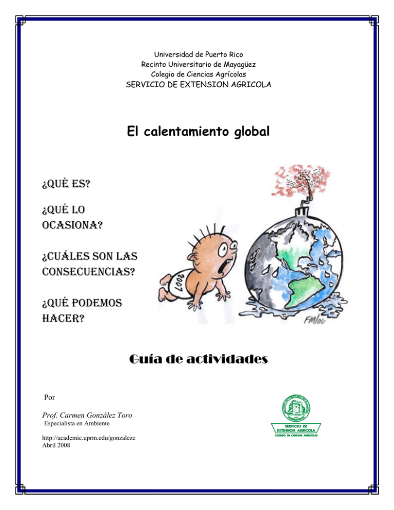 El calentamiento global Guía de actividades
