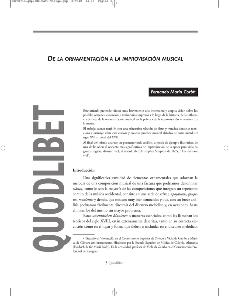 DE LA ORNAMENTACIÓN A LA IMPROVISACIÓN MUSICAL