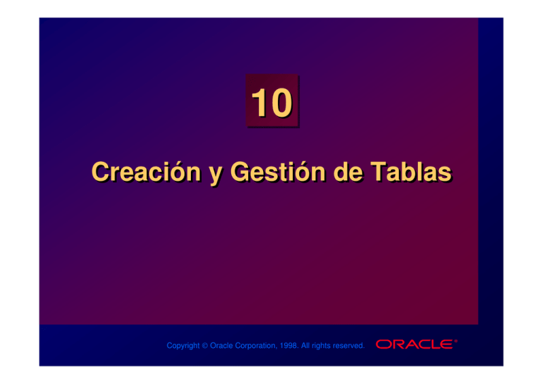 Creación y Gestión de Tablas