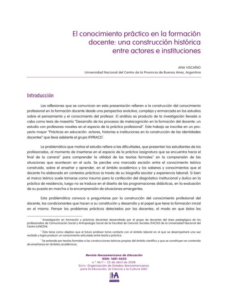 construccin de conocimiento practico en la formacion docente
