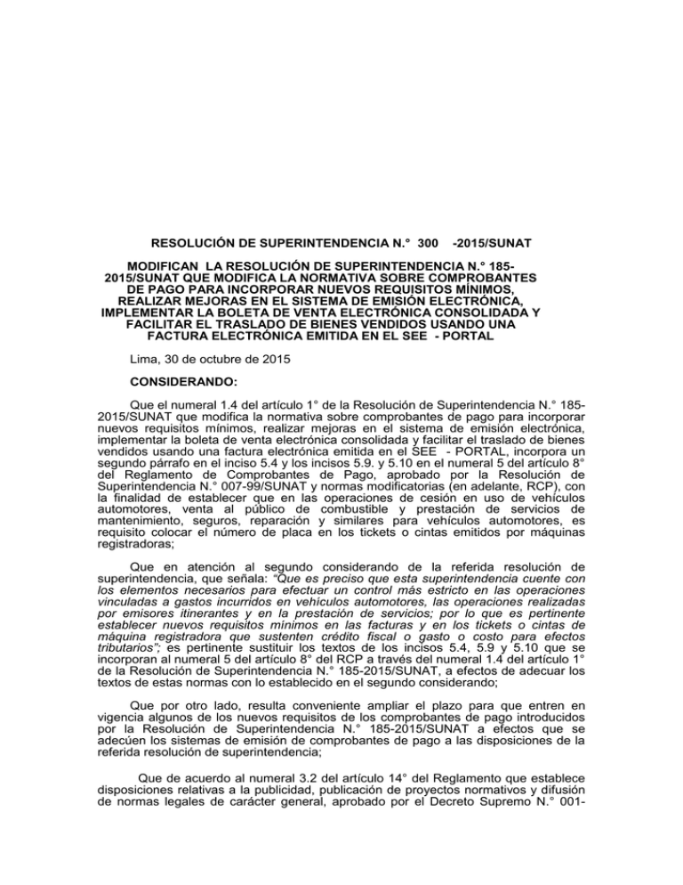 ResoluciÓn De Superintendencia N ° 300
