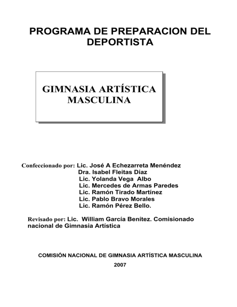 programa de preparación del deportista de gimnasia artística