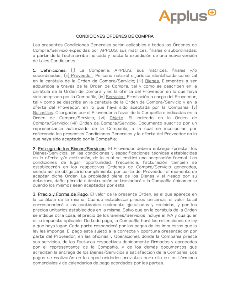Condiciones generales de Compra de Applus+