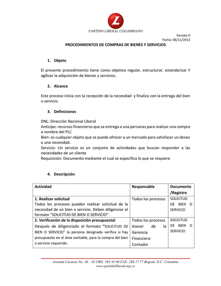 PROCEDIMIENTOS DE COMPRAS DE BIENES Y SERVICIOS 1