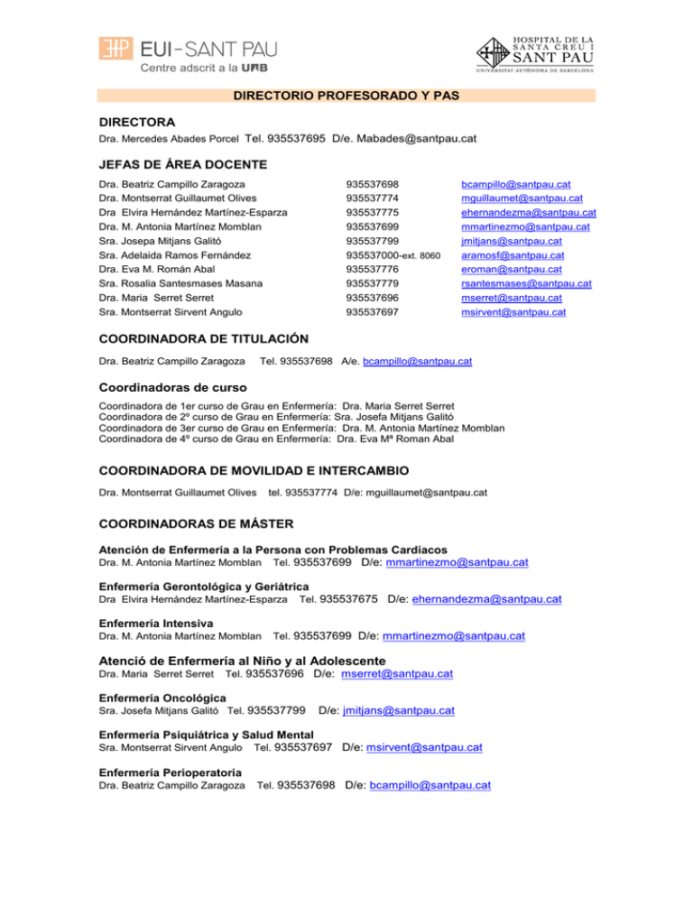 Directori - Directori Professorat i PAS-cast