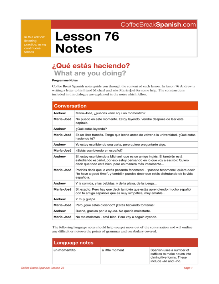 Lesson 76 Notes